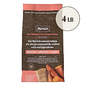 Merrick Premium Grain Free Dry Adult Dog Food, Wholesome And Natural Kibble With Real Salmon And Sweet Potato - 4.0 lb. Bag