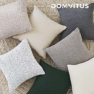 DOMVITUS Luxury Decorative Throw Pillow Cover 18 x 18 Inch Textured Boucle Square Sofa Couch Pillow for Living Room Woven Accent Cushion Case, 1PC, Buttery Cream