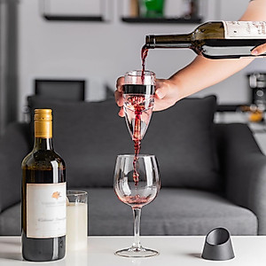 D&Slifei Wine Aerator Pourer and Decanter with Unique Aeration Device Enhances Flavors Wine with Smoother Finish, Best Gift for Wine Lovers and Sommeliers - Black