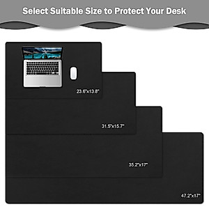Large Leather Desk Pad -47.2'x17' Dual Sided Office Desk Mat Extra Big Mouse Keyboard Pad Waterproof Mousepad Desk Cover Writing Pad for Office and Home（Black+Dark Red）