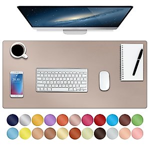 Boutilon Leather Desk Pad 30" x14",Non-Slip Mouse Pad,Office Desk Mat,Waterprooft PU Leather Desk Blotter,Desk Pad Protector,Desk Writing Pad for Home Office Decor (M-Champagne)