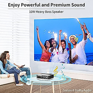 Bluetooth HD 1080P Video Projector 9000Lumen High Brightness Smart Android Home Theater System 200" Display Wireless TV Projectors for Mobile Phones Laptop, USB HDMI VGA 10W Speaker