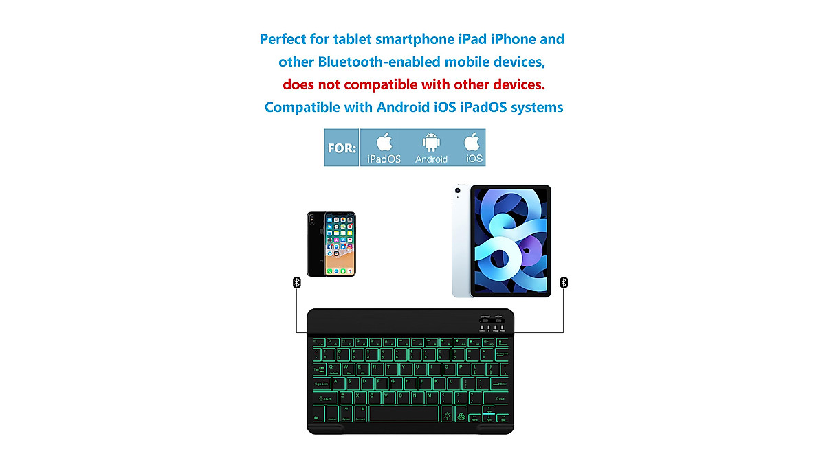 Backlit Bluetooth Keyboard for Tablets & Smartphones