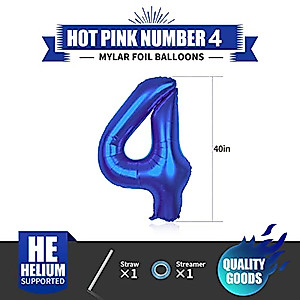 Giant, 4 Balloon Number Dark Blue 40 Inch Blue 4 Balloon number for 4th Birthday Decors for Boys 4th Birthday Balloons 4 Balloon, Number 4 Balloons Green for 4th Birthday Balloons Party Photo Shoot