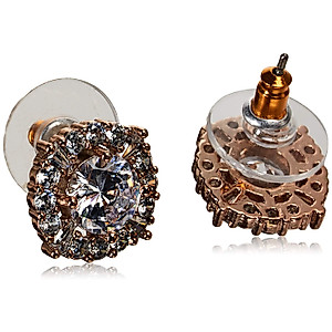 Anne Klein "Hey" Rose Gold-Tone/Crystal Elevated Stud Earrings