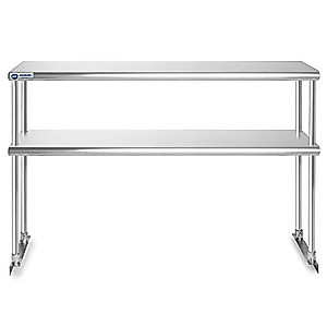 GRIDMANN NSF Stainless Steel Commercial Kitchen Prep & Work Table Plus A 2 Tier Shelf - 48 in. x 12 in.
