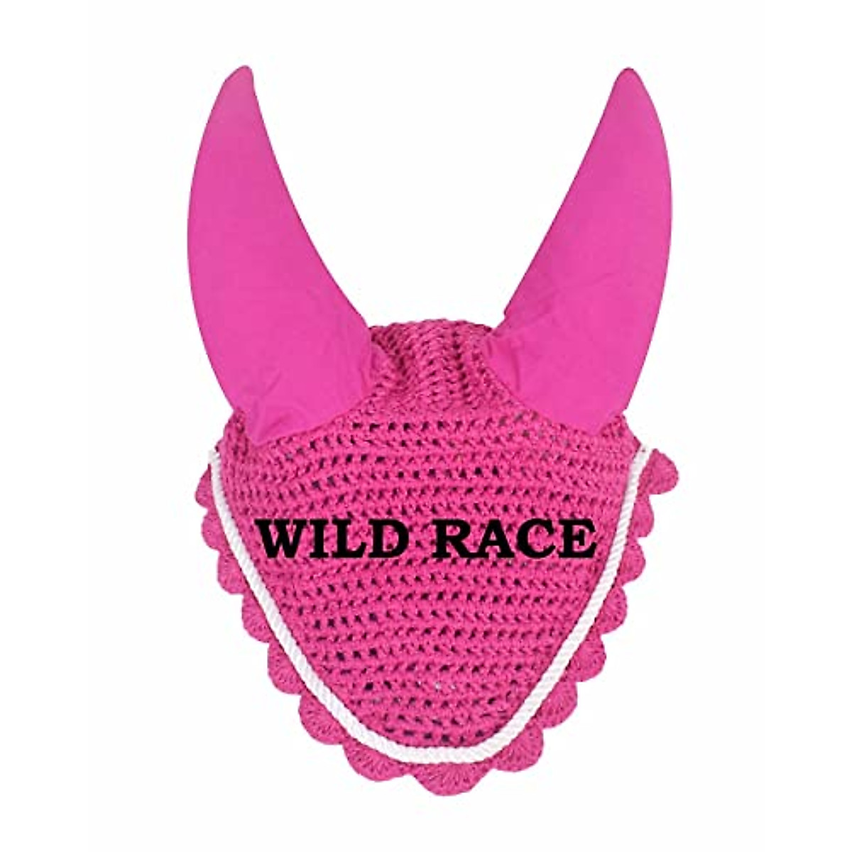 WILDRACE Horse flyveil/Ear Bonnet/Mask/Net/Crochet (Full, Dark Pink)