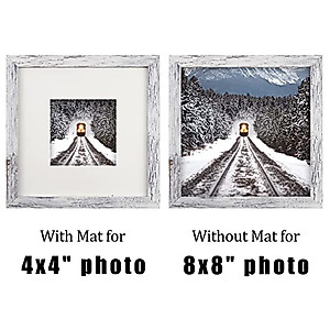 TOFOREVO 8x8 Picture Frames Set of 4 Distressed White Wood Grain Photo Frame for Gallery Wall Mounting or Tabletop Display