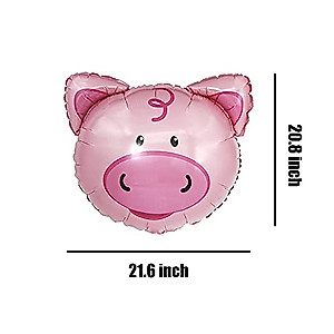 HORUIUS Farm Animal Balloons Pig Cow Horse Donkey Shaped Foil Mylar Balloon for Baby Shower Farm Animals Theme Birthday Party Supplies Decorations 3PCS