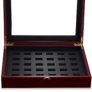 GZYF Championship Ring Display Case Sports Ring Storage Box Wooden Black Velvet , 30 Slot