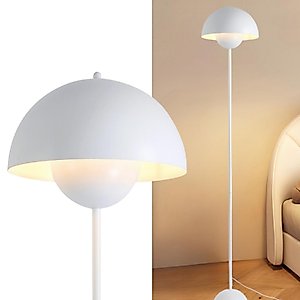 COSYLUX Modern Floor Lamp for Living Room, Industrial Tall Standing Lamp for Bedroom, Metal Shade Reflecting Light reading Floor Lamp for Office, Nursery Room, Corner(White)