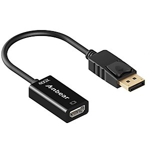 Anbear 4K DisplayPort to HDMI Adapter, Display Port to HDMI Adapter 4K@30HZ Gold Plated (Male to Female) for DisplayPort Enabled Desktops and Laptops to HDMI Converter Connect Displays