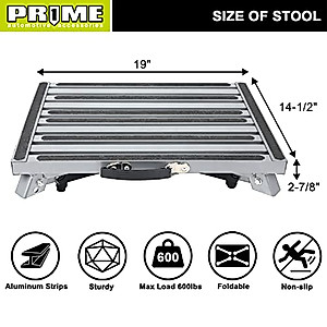Prime 1 Safety RV Steps Extra Large Platform 19in x 14.5in Extra Size RV Folding Step Stool and Ladder, 600lbs, Height Adjustable, Aluminium with Reflective Stripe, Anti-Slip Surface and Extra Grip