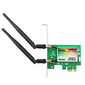 Ubit Network Card, WiFi Adapter AC 7265, AC1200Mbps pcie WiFi Bluetooth Card, 6dBi Antenna Wireless Dual Band (5G/2.4G) WiFi Card for Desktop pc
