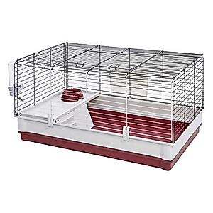 MidWest Homes for Pets 158 Wabbitat Deluxe Rabbit Home, Rabbit Cage, 39.5 L x 23.75 W x 19.75 H Inch, Maroon/White