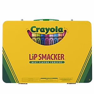 Lip Smacker Crayola Flavored Lip Balm Collectors Tin Flavor Vault, 24 Count| Clear Matte | For Kids, Men, Women, Gift Set