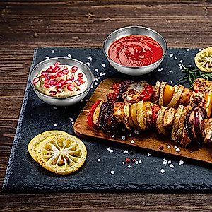 UPKOCH 8pcs Stainless Steel Sauce Dishes Dipping Bowls Round Seasoning Dish Saucer Appetizer Plates for Restaurant Home (Silver)