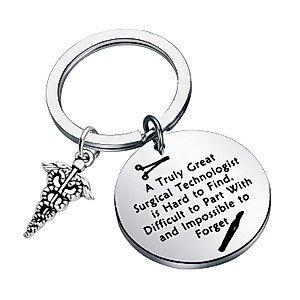 LQRI Surgical Technologist Gift Surgical Tech Keychain Gift A True Great Surgical Technologist is Hard to Find Keychain Medical Jewelry Surgical Nurse Doctor Gift(sliver)