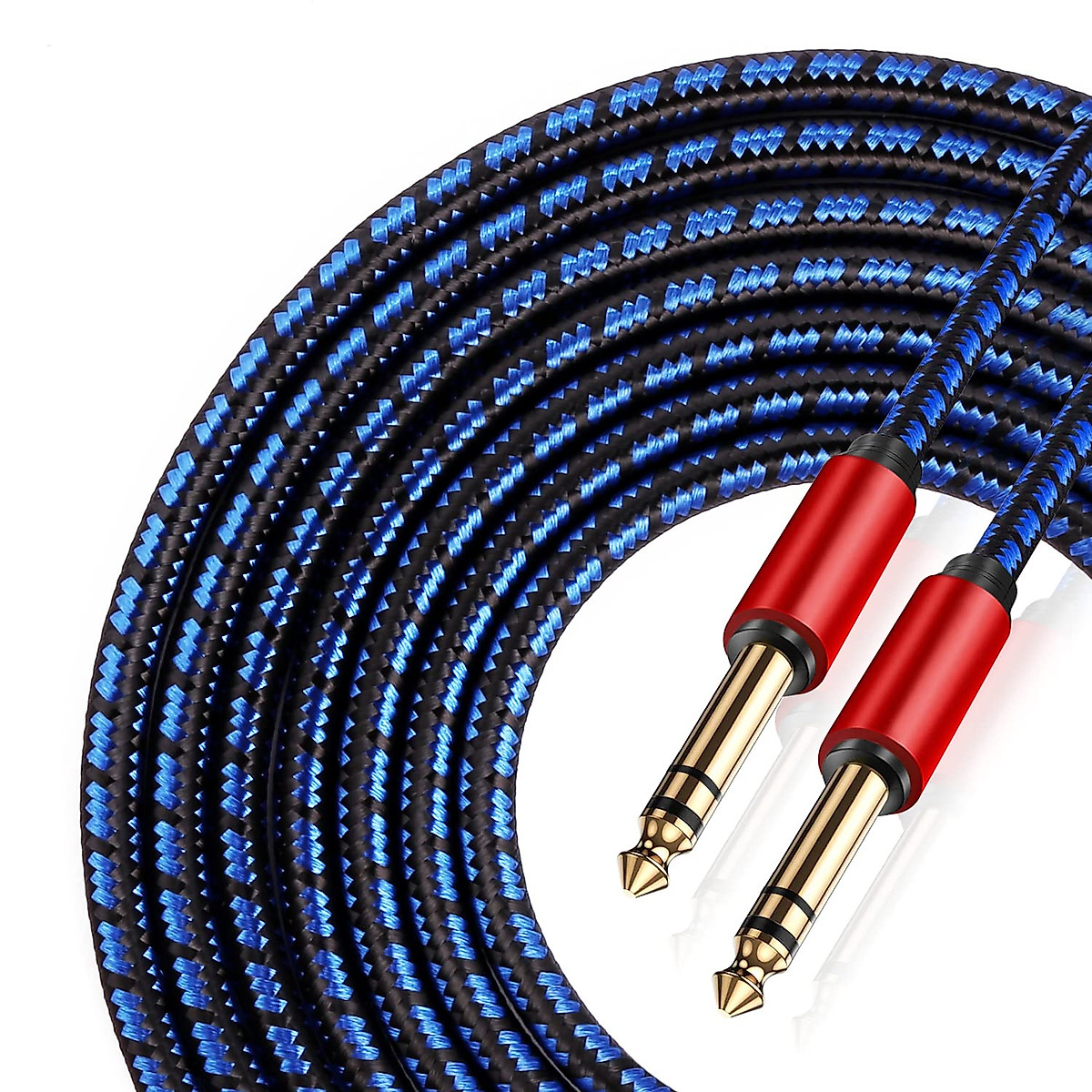 NC XQIN TRS Cable 1/4 to 1/4 Audio Cable,Quarter Inch Cable 1/4 inch Cable Balanced Stereo Audio Cable Nylon Braid - 50FT