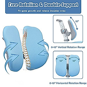 Costzon Kids Chair, Adjustable Height Student Chair w/Sit-Brake Casters, Lumbar Support, Seat Depth Adjustable, Home School Ergonomic Computer Chair for 3-18 Years Old, Kids Desk Chair (Blue)