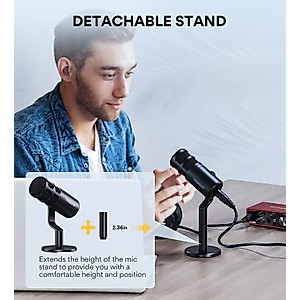 MAONO XLR Podcast Microphone, Cardioid Studio Dynamic Mic for Vocal Recording, Streaming, Voice-Over, Voice Isolation Technology, Metal Mic, Works for Audio Interface, Mixer, Sound Card-PD100