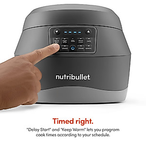 nutribullet EveryGrain Cooker & Personal Blender for Shakes, Smoothies, Food Prep, and Frozen Blending, 24 Ounces, 600 Watt, Gray, (NBR-0601)