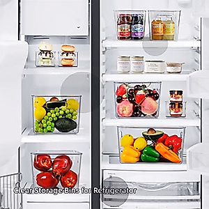SKTEET 8 Pack Clear Plastic Storage Bins, 4 Large and 4 Small Refrigerator Organizer Bins with Handles, Pantry Organization and Storage for Kitchen,Fridge, Freezer,Home Edit and Cabinet