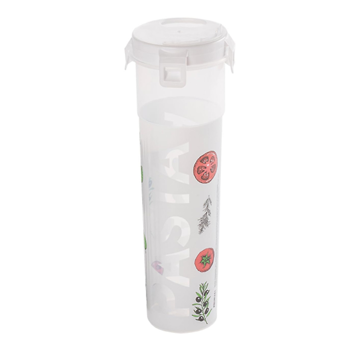 Airtight Cylinder Pasta Container with Serving Portion Lid | Locking Lid with 1-2 Serving Portions Options | BPA-Free Plastic Noodle Container | Kitchen Pantry Organization and Storage