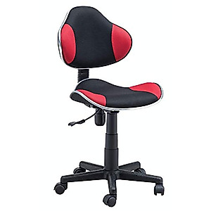 Home Office Low Back Computer Executive Chair by JJS, Ergonomic Mesh Chair with Extra Large Base and Pads, Black/Red