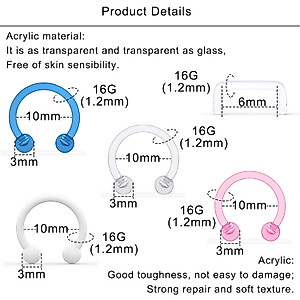 Lcolyoli 72Pcs Septum Retainer 16G Clear Bioflex Septum Rings Flexible Plastic Septum Nose Hoop Piercing Jewelry for Women Men 10mm