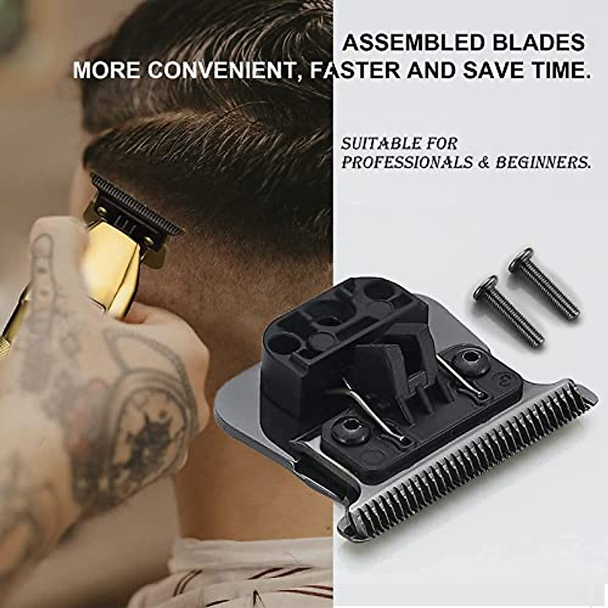Replacement Trimmer Blades DLC 2.0 Compatible with BaBylissPRO FX787 & FX726,Professional Graphite T-blade for stylist,1 pack (black)