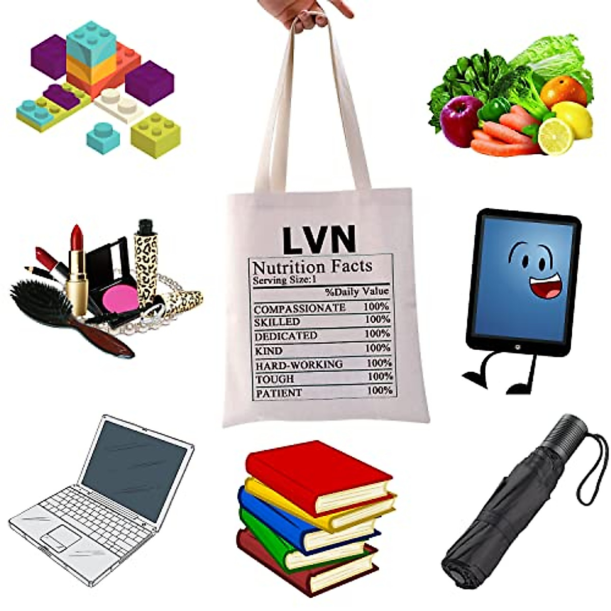 WCGXKO LVN Gift Licensed Vocational Nurse Gift LVN Nutrition Facts Nurse Tote Bag Medical School Graduation Gift (LVN tote)