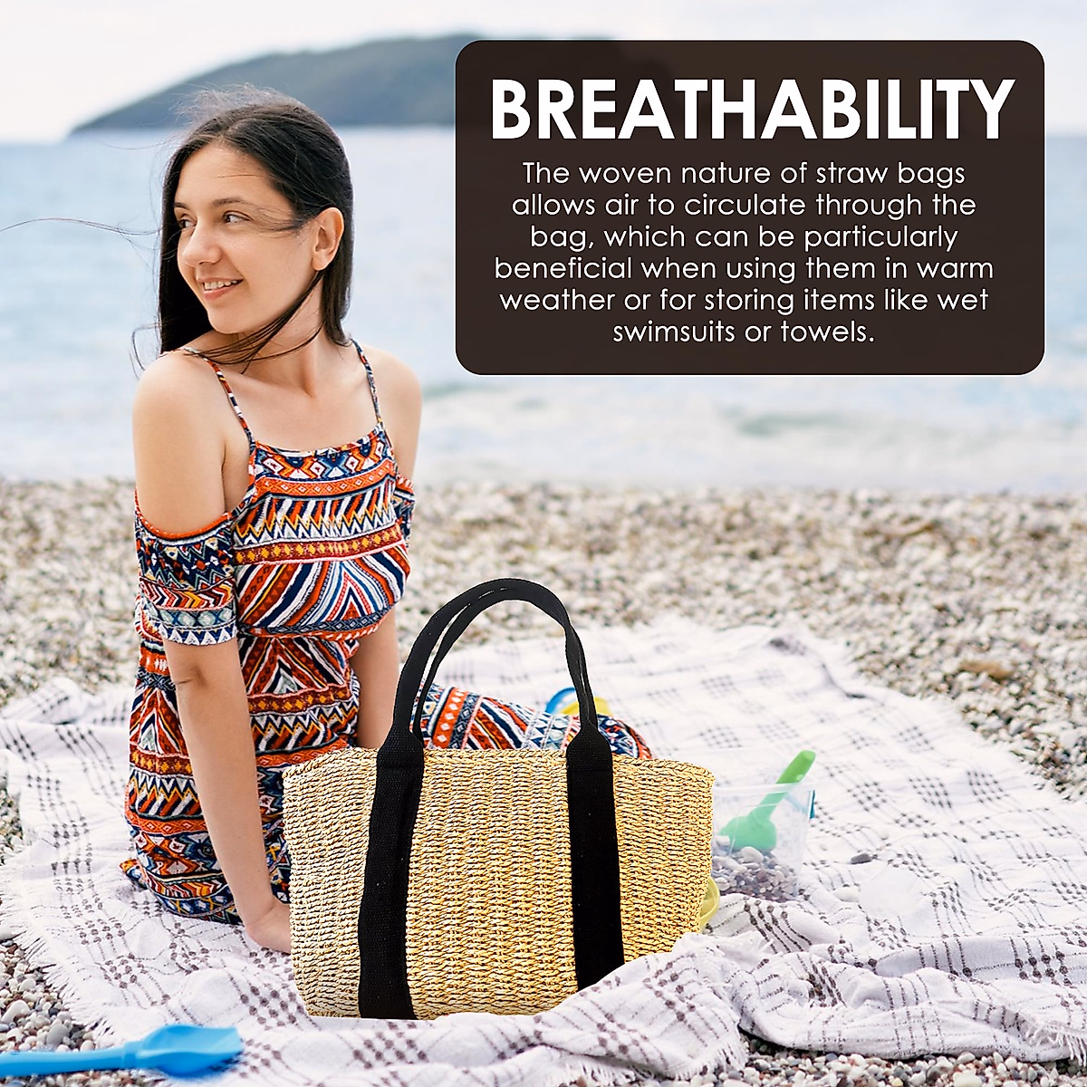 Rattan Women Shoulder Bags Large Capacity Female Summer, Beach, Minimalist, Daily, Top-handle Handbag,Straw Totes