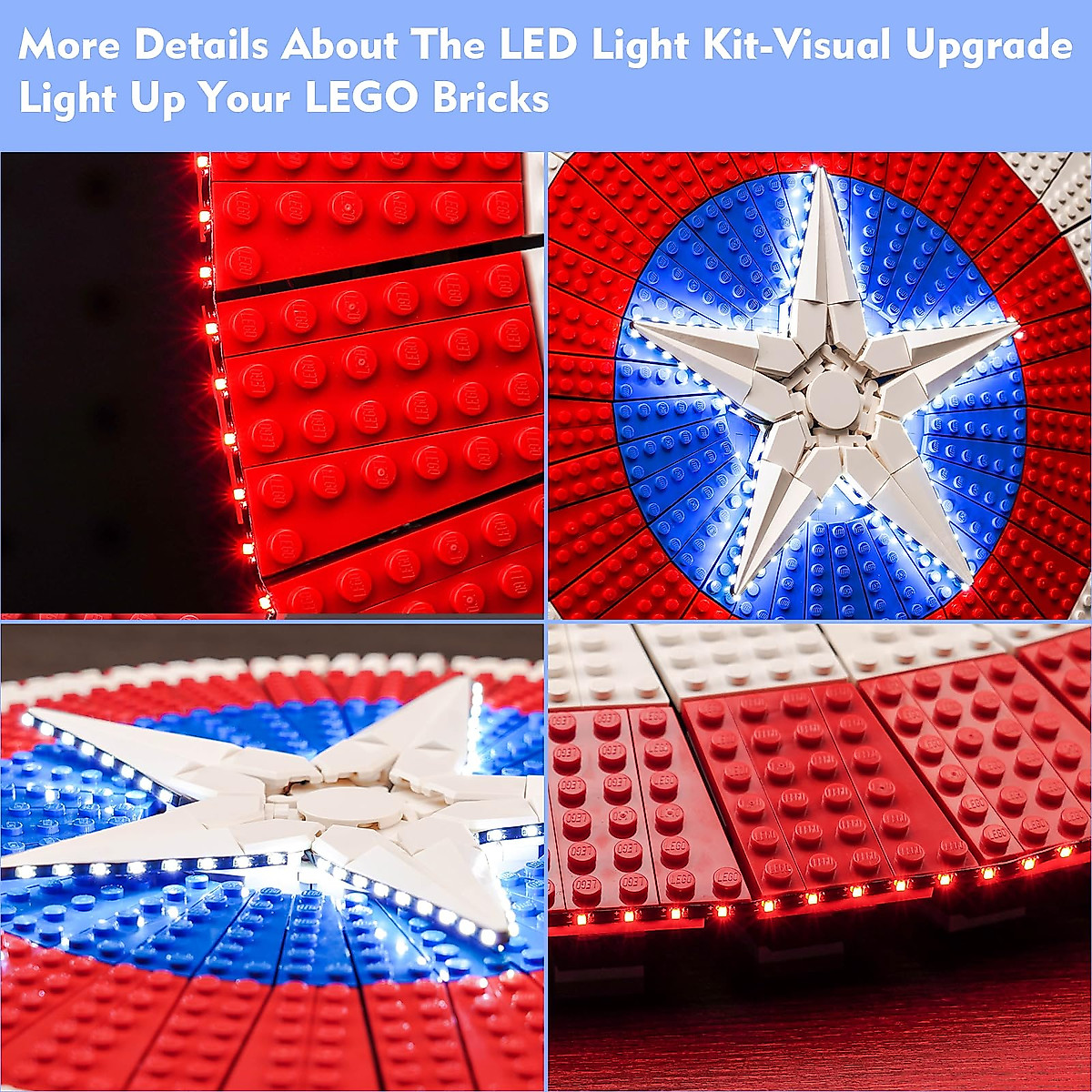 VONADO LED Light Kit Compatible with Lego Captain America's Shield 76262, DIY Creative Lighting Set Accessories Compatible with Lego 76262 Building Set (Lights Only, No Models)