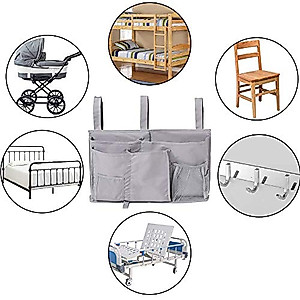 Bunk Bed Organizer, Bedside Storage Caddy Bed Storage Pocket Bedside Organizer Hanging Bunk Organizer for Camp Dorm Room Hospital Bed Rail and More (Grey)