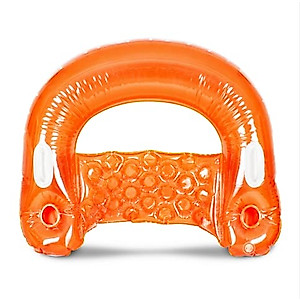 Inflatable Pool Float Lounge/Chair in Orange for Pool & Lake (35" x 40") with Cupholders for Your Favorite Drinks