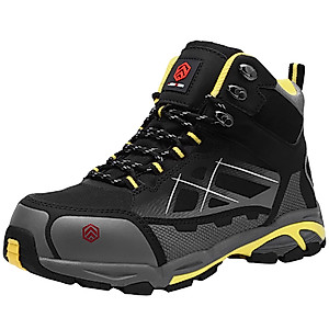 LARNMERN Steel Toe Boots,Mens Work Safety Outdoor Protection Footwear Industrial and Construction Boots Black Size: 10.5