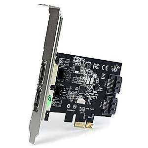 StarTech.com 2 Port PCI Express SATA 6 Gbps eSATA Controller Card - Dual Port PCIe SATA III Card - 2 Int/2 Ext - SATA III 6Gbps (PEXESAT322I)