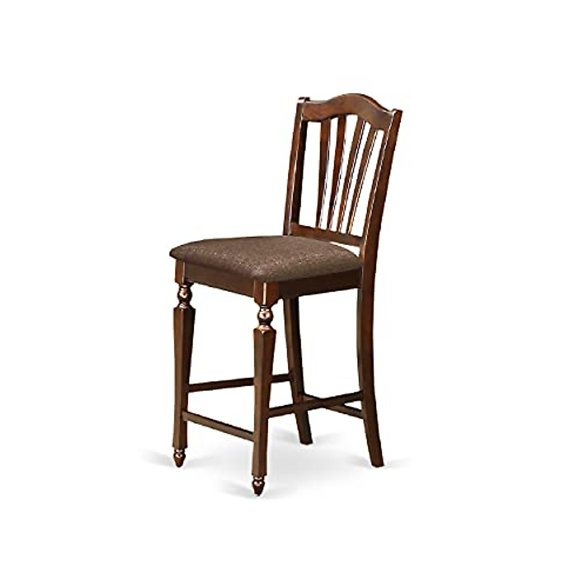 East West Furniture VNCH3-MAH-C Vernon 3 Piece Kitchen Counter Height Dining Set Contains a Square Pub Table and 2 Linen Fabric Upholstered Chairs, 36x36 Inch, Mahogany