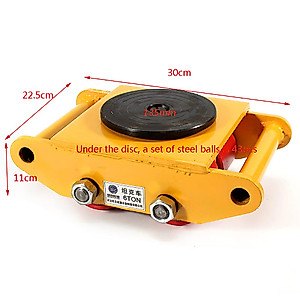 6T Industrial Machinery Mover Machinery Skate Dolly, 13200LBS Heavy Duty Carbon Steel Machinery Moving, 4 PU Wheels 360° Rotation for Warehouse, Workshop, Factory, 1PC