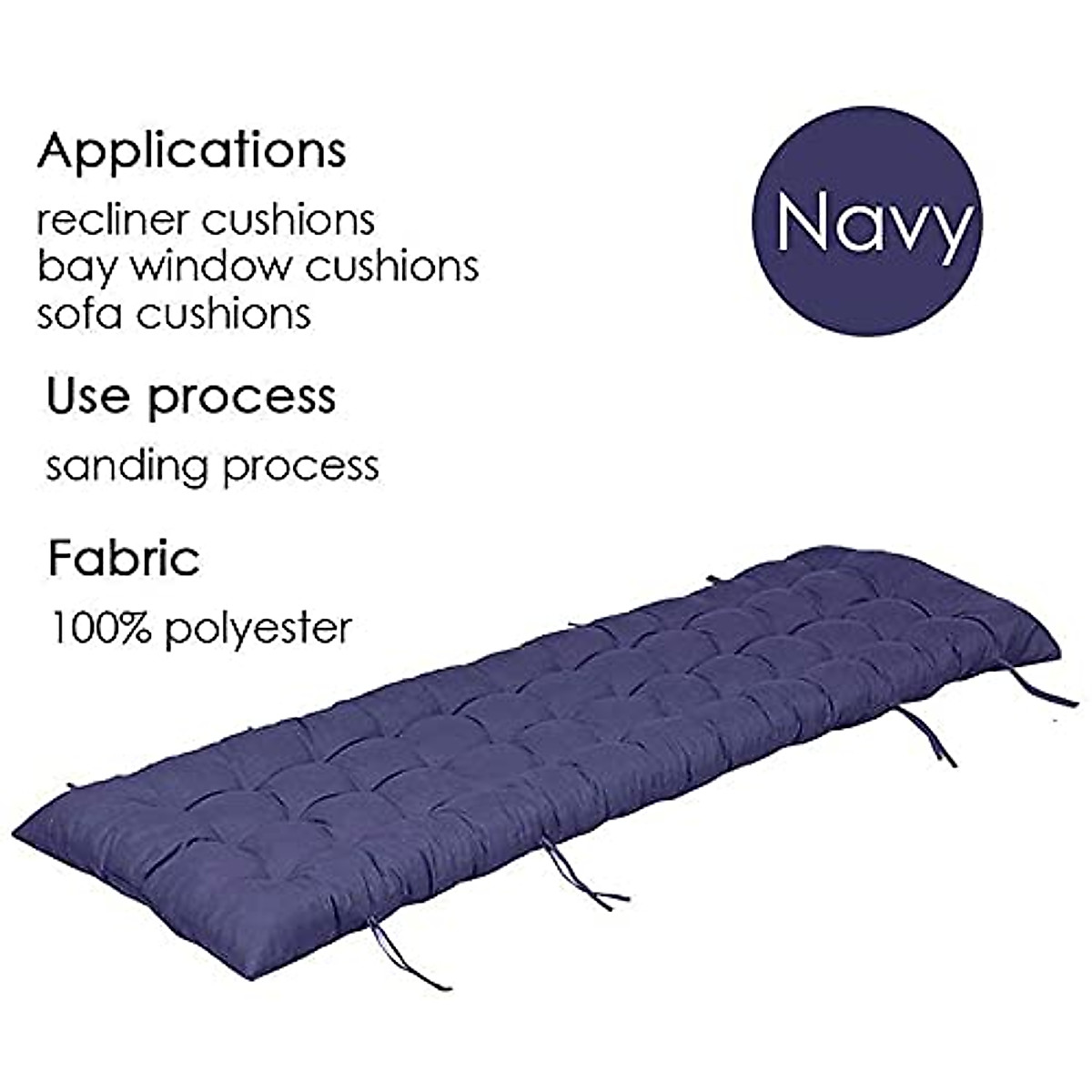 Moonase Patio Chaise Lounger Cushion, Indoor/Outdoor Rocking Chair Sofa Cushion with 6 Ties,Soft Padded Chaise Swing Bench Cushion, 61Inch