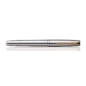 Parker Frontier Stainless Steel Gold Trim Fountain Pen Fine Nib