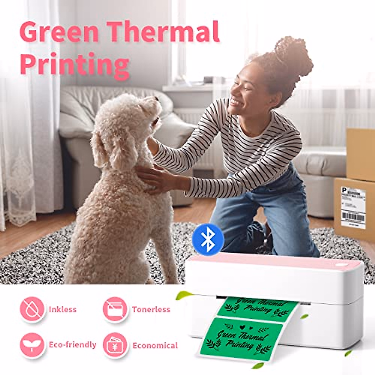 Omezizy Bluetooth Thermal Shipping Label Printer - 241BT Wireless 4x6 Label Printer for Small Business & Package, Compatible with Android, iPhone, Windows, Mac OS, Ebay, Amazon, Shopify, Etsy, USPS