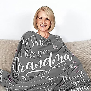 Grandma Gifts on Mothers Day, Throw Blanket, Nana Gifts, Gifts for Grandma, Great Grandma Gifts, Mimi Gifts, Grandma Gifts from Grandchildren, Gigi Gifts, Grandma Birthday Gifts, Grey 60"×50"