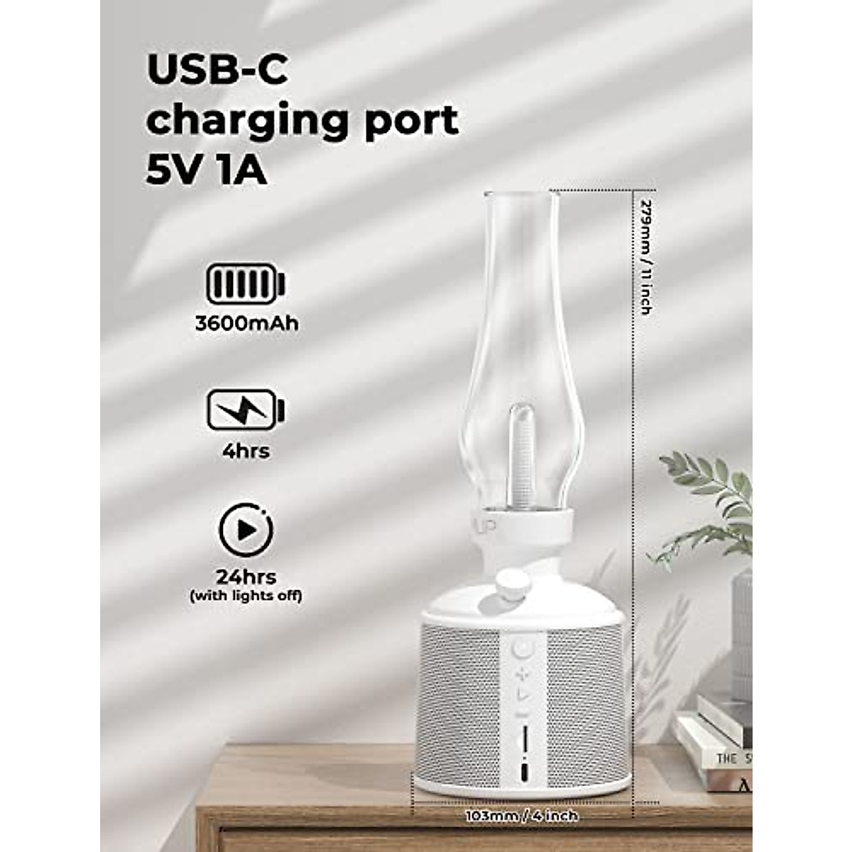 GOLUMUP Bluetooth Speaker with Lights 2700K Led Bluetooth Speaker with Infinite Dimming, 10W Audio Output, 24 Hours Long Battery Life, IPX4 Suitable for Indoor and Outdoor Use