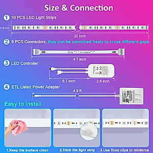 maylit 10 PCS Smart RGB Under Cabinet Lights Kit, Work with Alexa and Google Assistant, App and Remote Control, Music Sync Color Changing, Timer, Dimmable, for Cabinet, Counter, Shelf, Bookcase