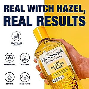 Dickinson's Original Witch Hazel Pore Perfecting Toner, 100% Natural, 16 Ounce Fragrance free