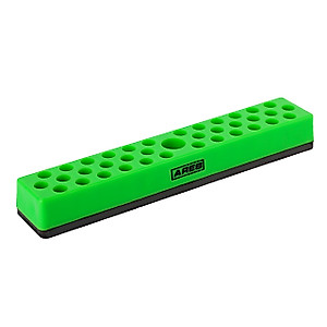 ARES 60013 - Green 37 Hole Hex Bit Organizer with Strong Magnetic Base - Keep Your Favorite Specialty, Drill, Tamper & Quick Change Bits Conveniently Organized and Accessible