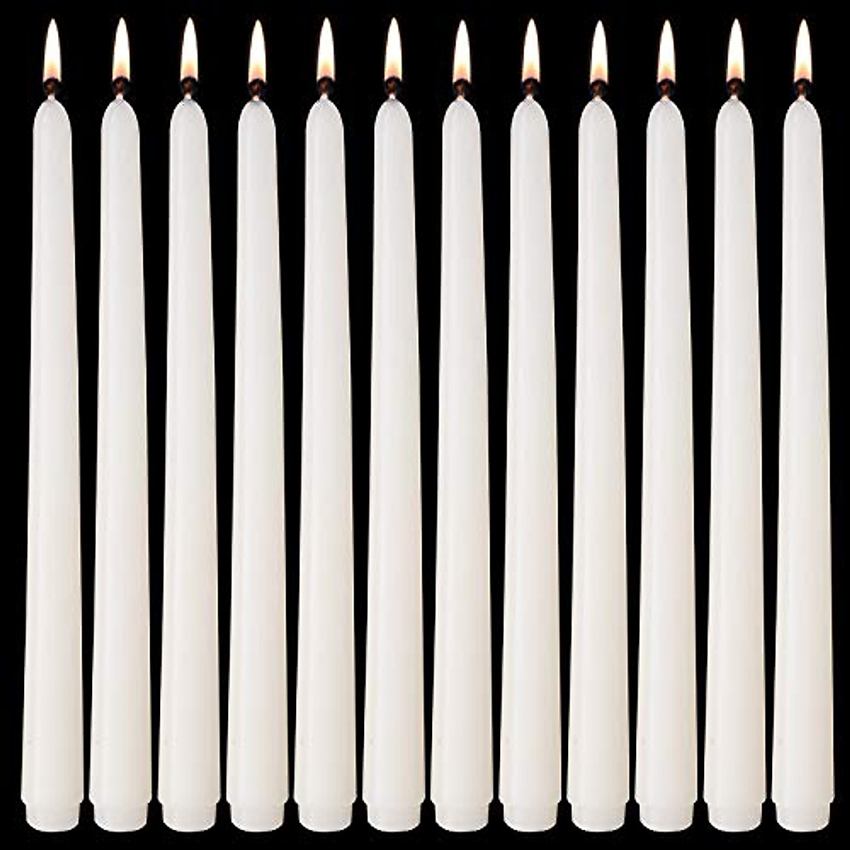Arosky 10 Inch Unscented Taper Candles Wedding Dinner Candle Set of 12 (Ivory)