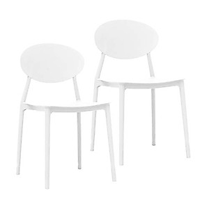 Porthos Home Byron Dining Chairs Set of 2 Made of Durable and Waterproof Plastic, Stackable Design with Round Back and Squarish Seat (Great for Dining Rooms and Kitchens of Every Size)